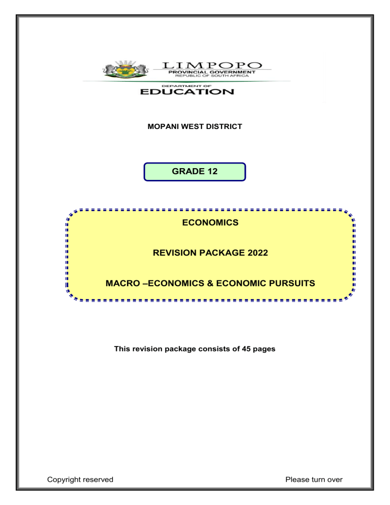 Grade 12 Economics Revision: Macro & Economic Pursuits