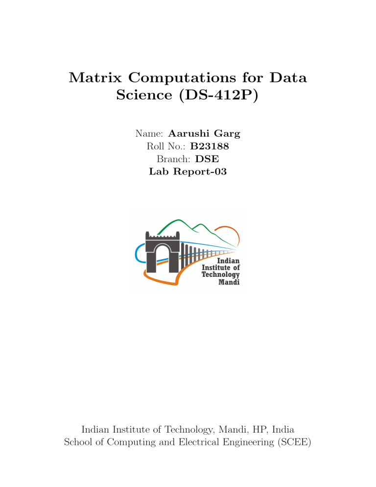 Matrix Computations: Linear Transformations Lab Report