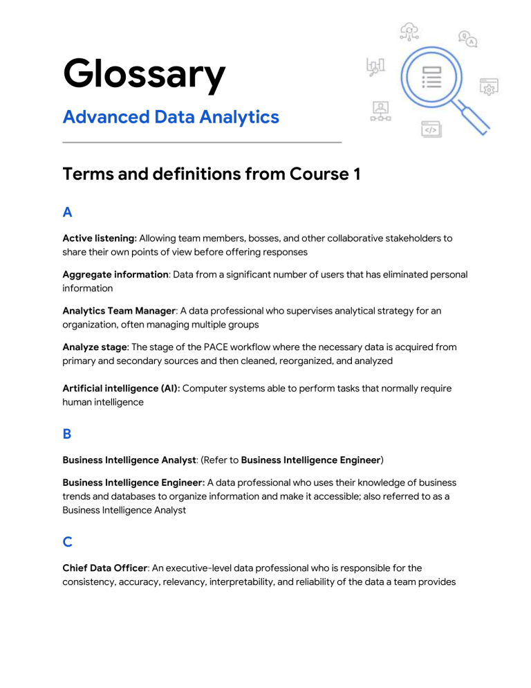 Data Analytics Glossary: Key Terms & Definitions