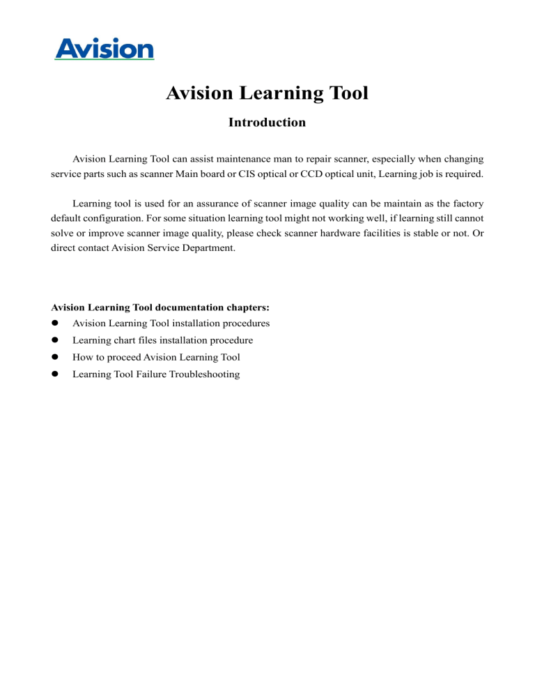 Avision Learning Tool User Manual