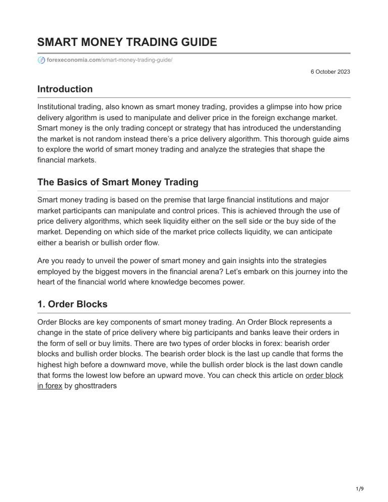 Smart Money Trading Guide: Forex Market Strategies & Concepts
