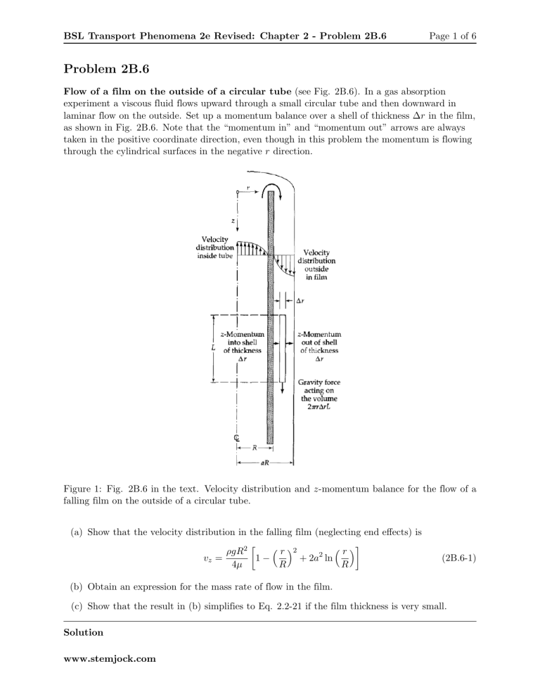 Transport Phenomena: Film Flow Problem Solution