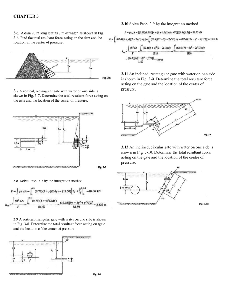 Fluid Mechanics: Hydrostatic Force Problems & Solutions