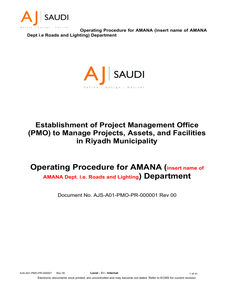 AMANA Project Management Office (PMO) Operating Procedure