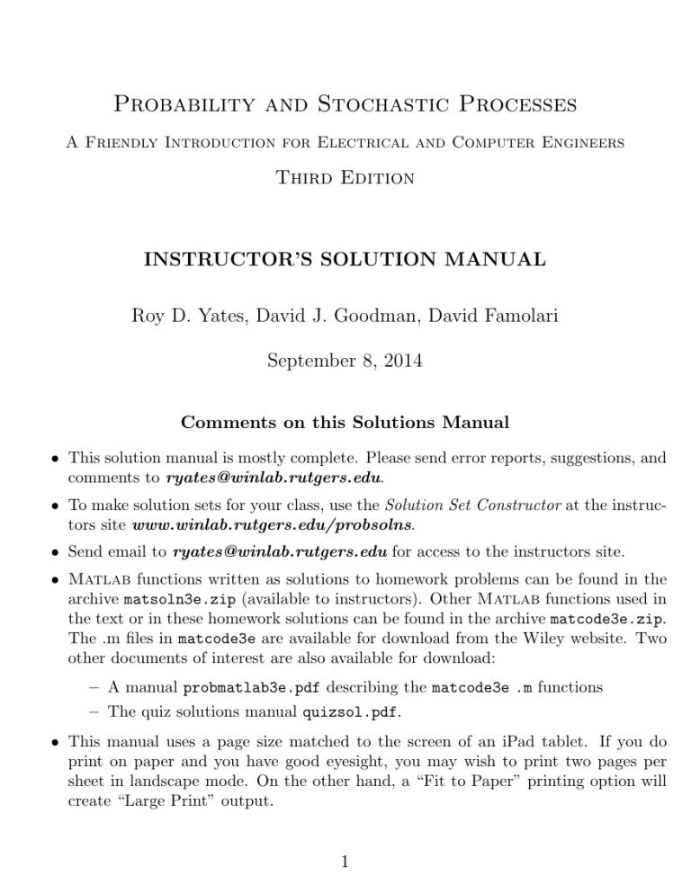 Probability & Stochastic Processes Solution Manual