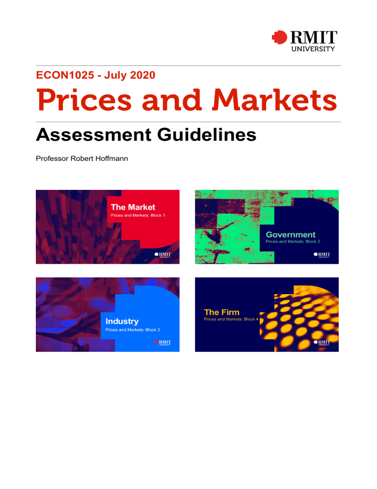 ECON1025 Prices & Markets Assessment Guidelines