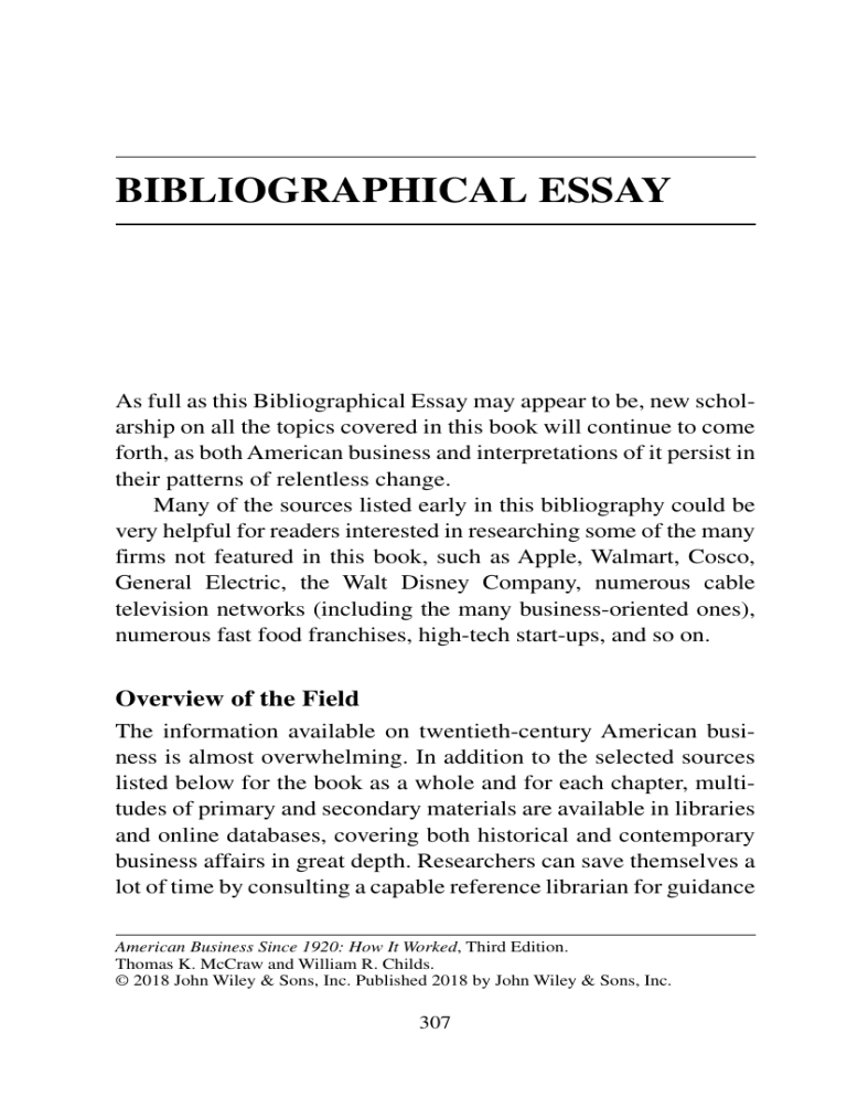 American Business Since 1920: Bibliographical Essay
