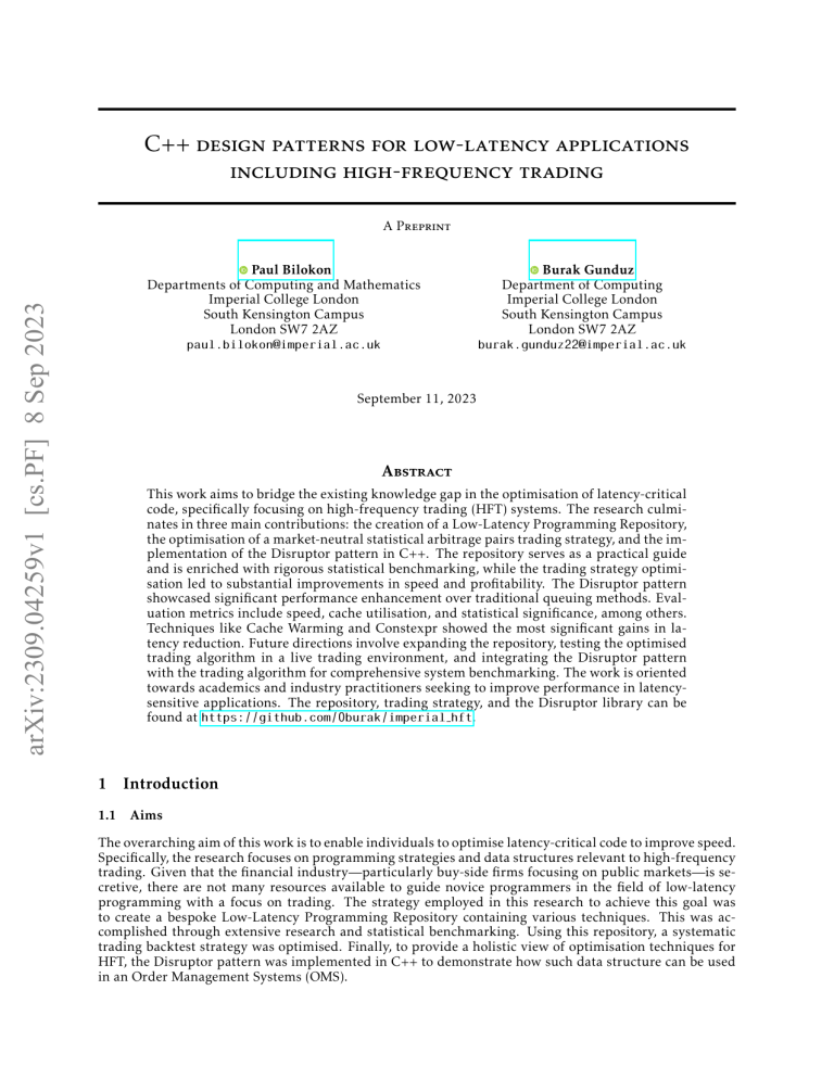 C Design Patterns For Low Latency Hft Applications