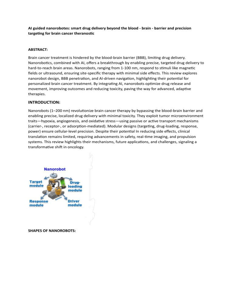 AI Nanorobots for Brain Cancer: Targeted Drug Delivery