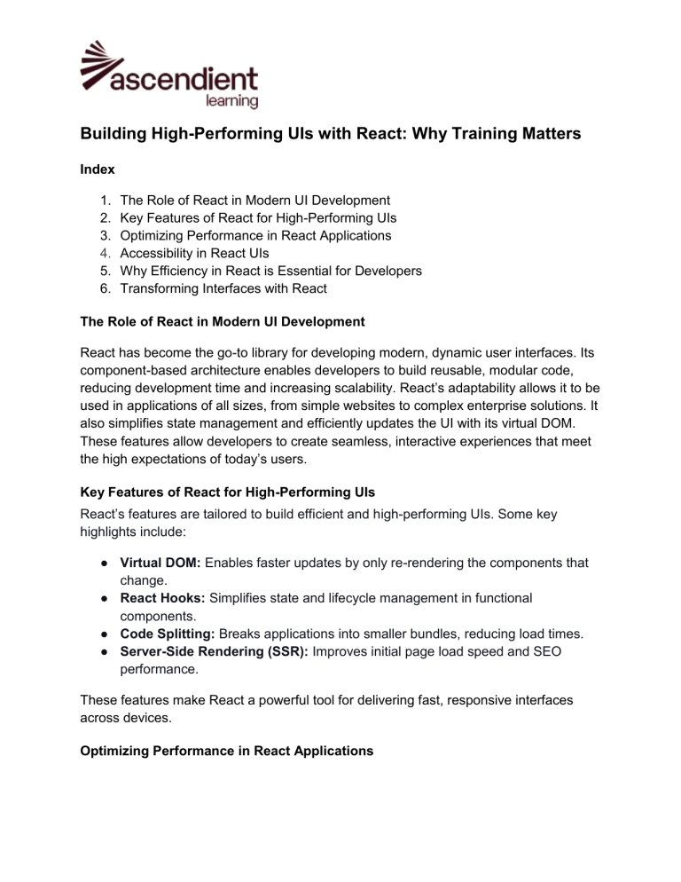 React UI Training: Build High-Performing User Interfaces