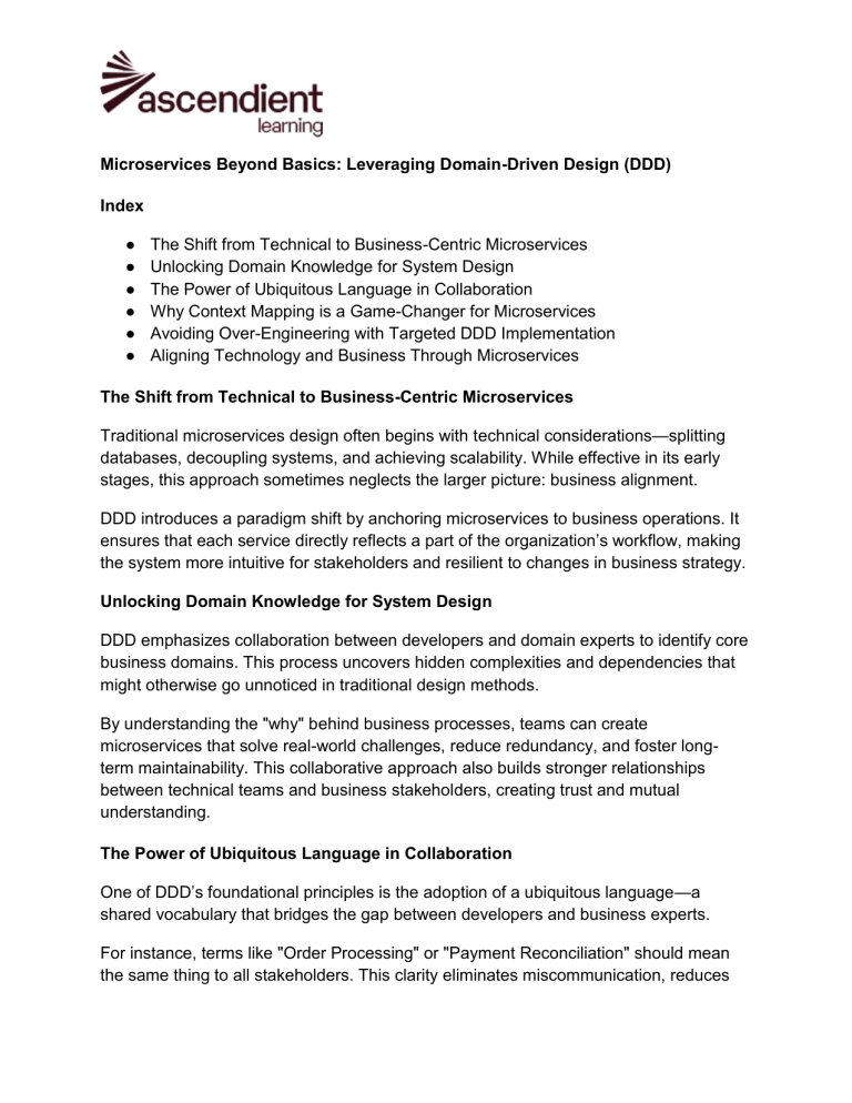 DDD Microservices: Business-Centric Design & Implementation