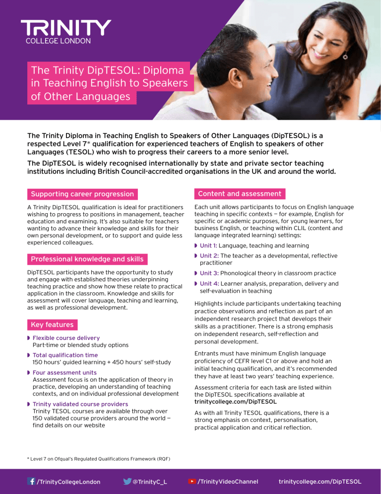 Trinity DipTESOL: Advanced TESOL Qualification