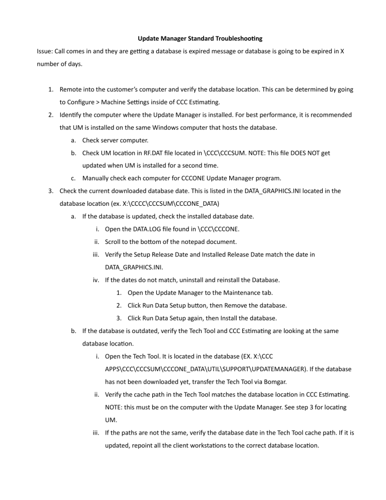 CCC Update Manager Troubleshooting Guide