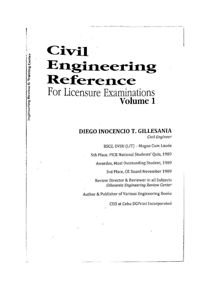 Civil Engineering Reference Book for Licensure Exams - Volume 1