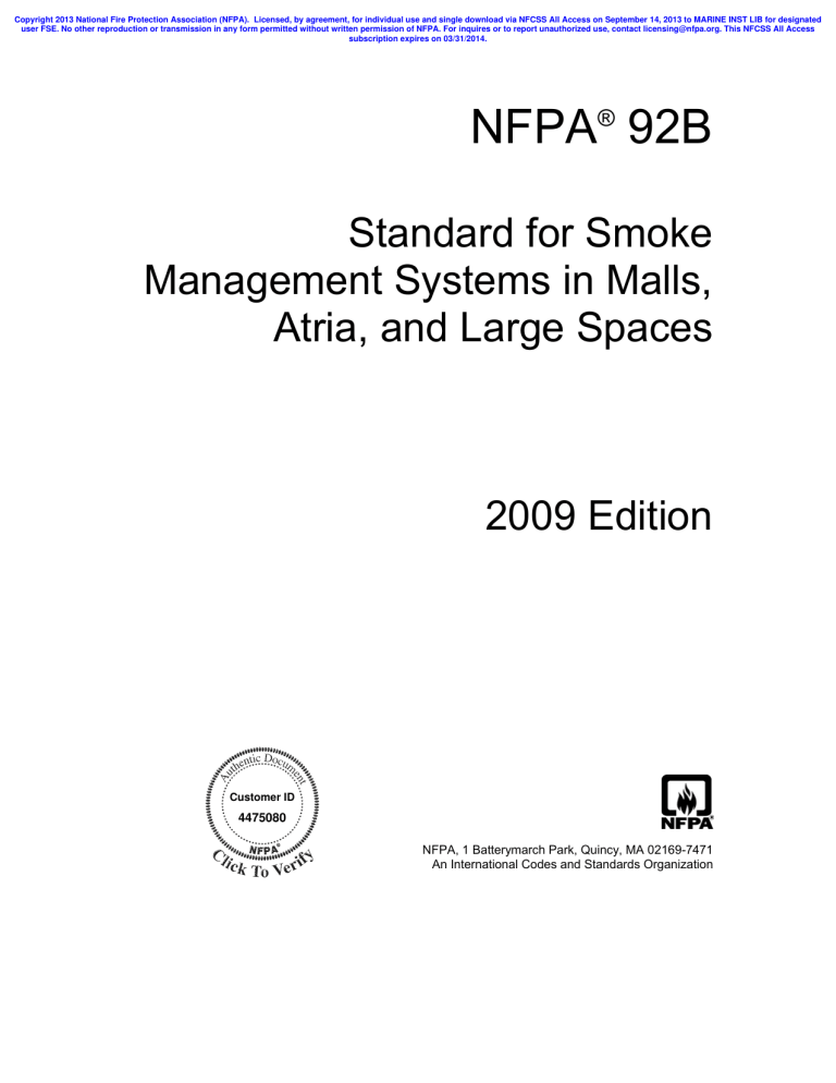 NFPA 92B: Smoke Management Systems Standard