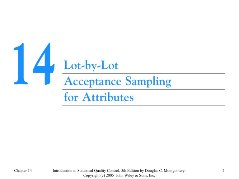 Acceptance Sampling for Attributes: Quality Control