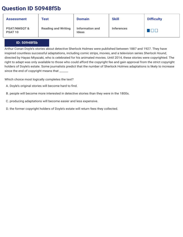 Reading & Writing Inference Test: PSAT/NMSQT Practice