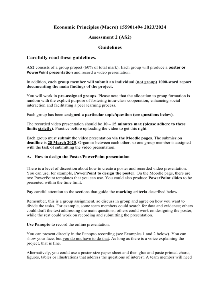 Economics Macro Assignment Guidelines: Group Project & Report