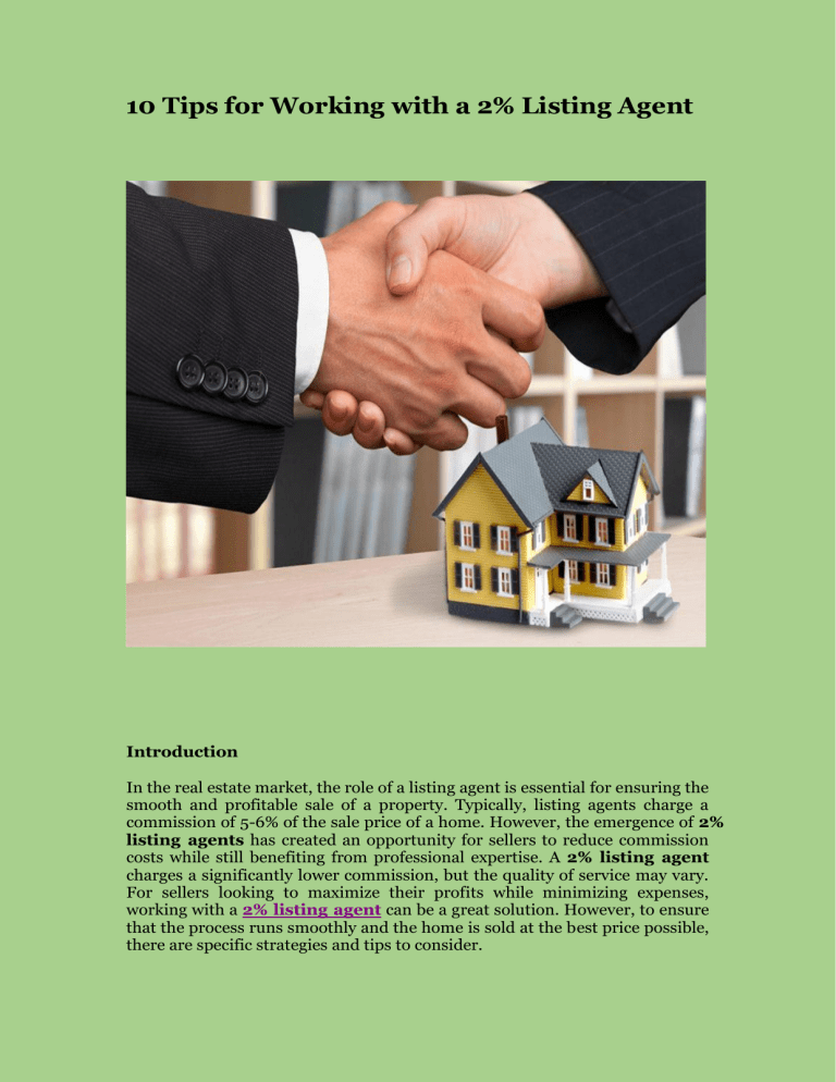 2% Listing Agent: 10 Tips for Sellers to Maximize Savings