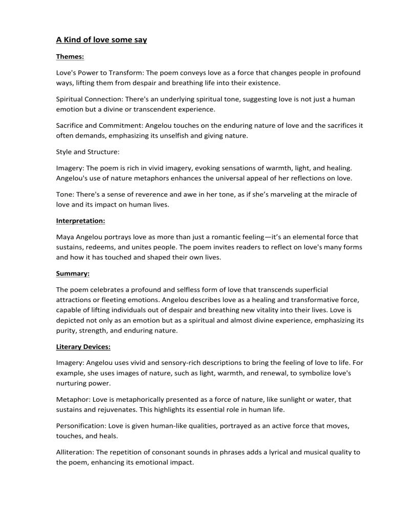 Maya Angelou Poetry Analysis: Love & Transformation