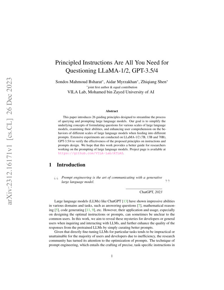 Principled Instructions for LLM Prompting