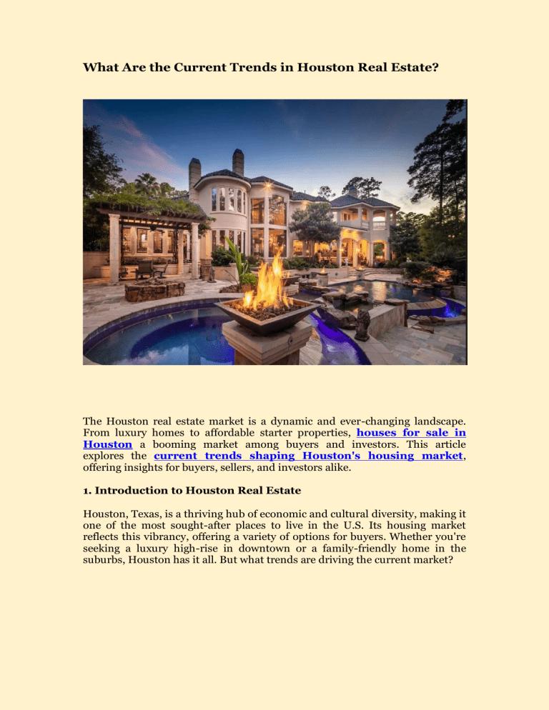 Houston Real Estate Trends: Market Analysis & Investment