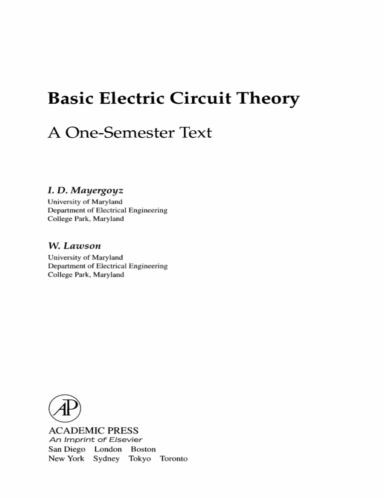 Basic Electric Circuit Theory Textbook