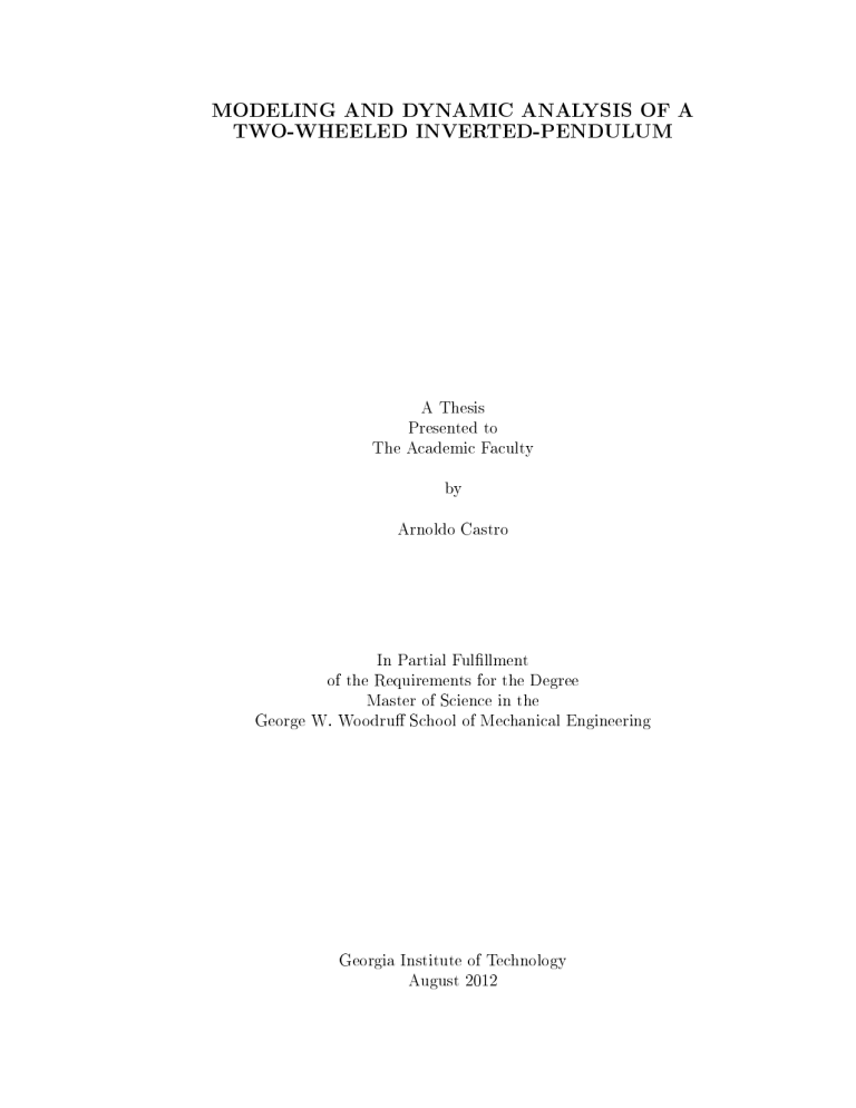 Two-Wheeled Inverted Pendulum Modeling & Analysis Thesis