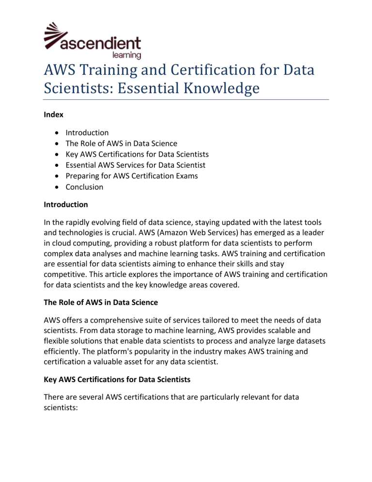 AWS Training & Certification for Data Scientists: Essential Guide
