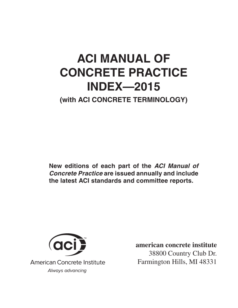 ACI Concrete Practice Index 2015