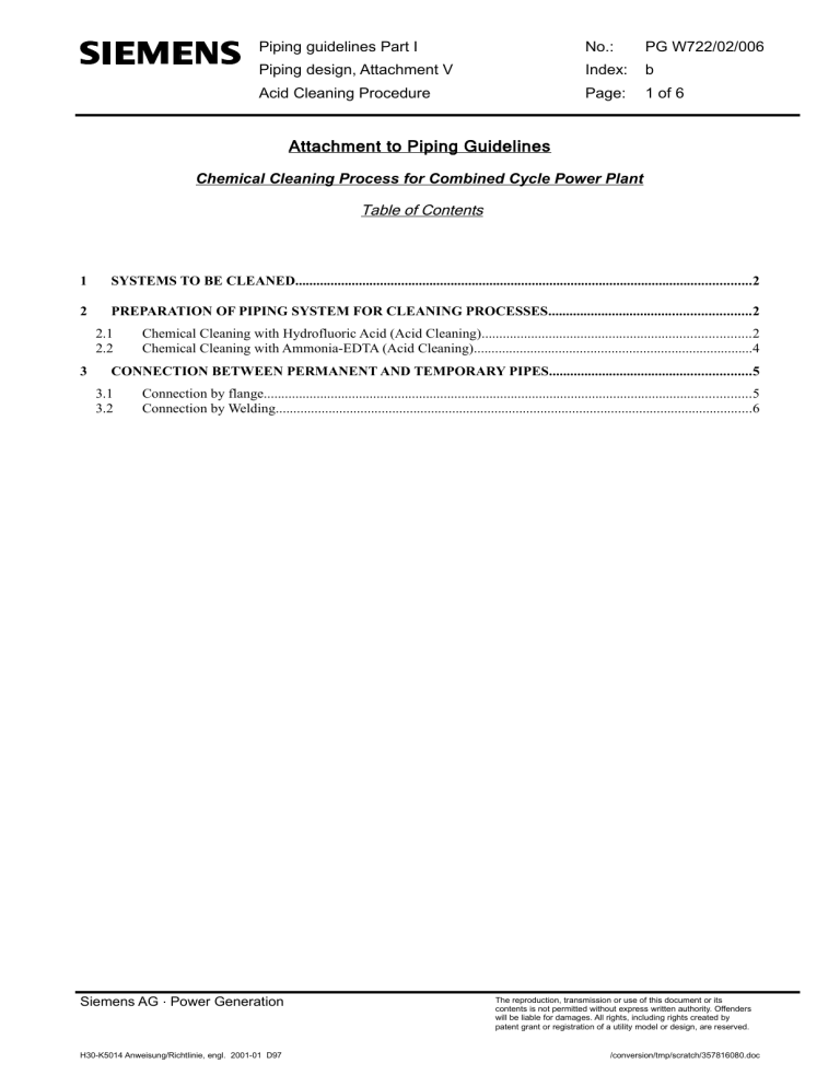 Acid Cleaning Procedure for Power Plant Piping Systems