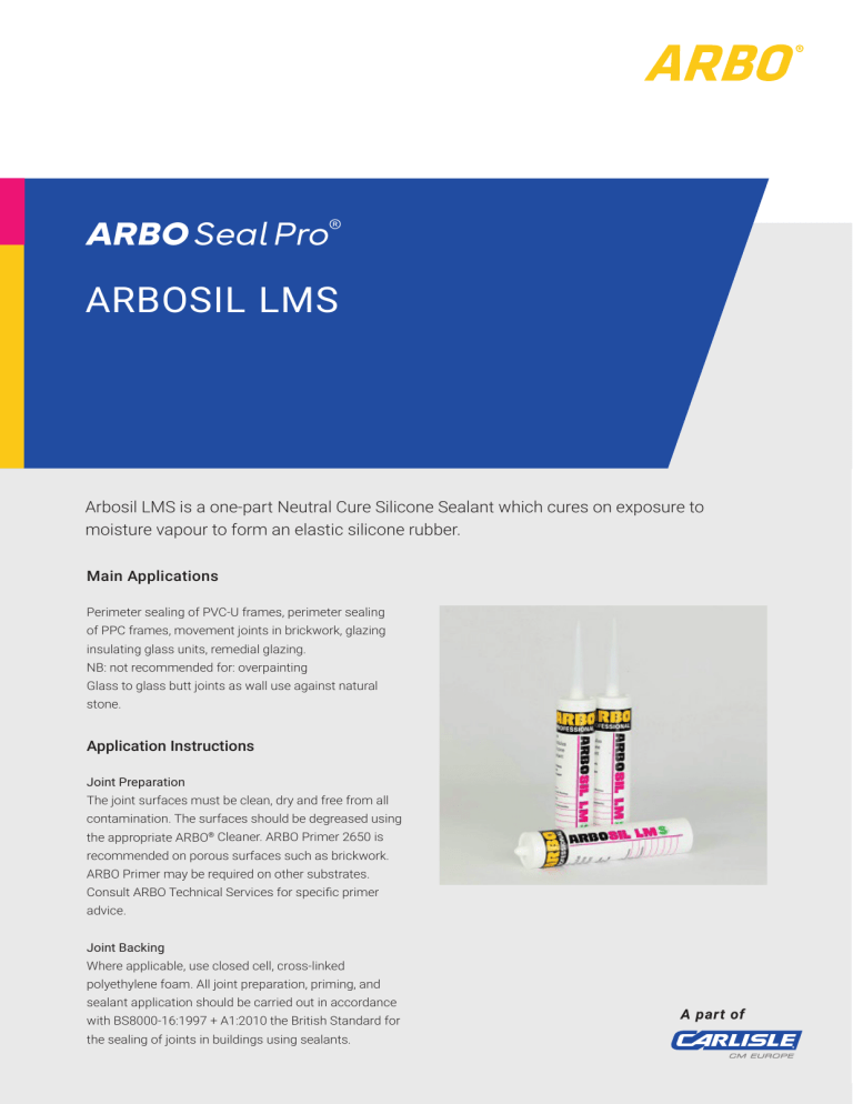 ARBOSIL LMS Silicone Sealant Datasheet | Specifications & Uses