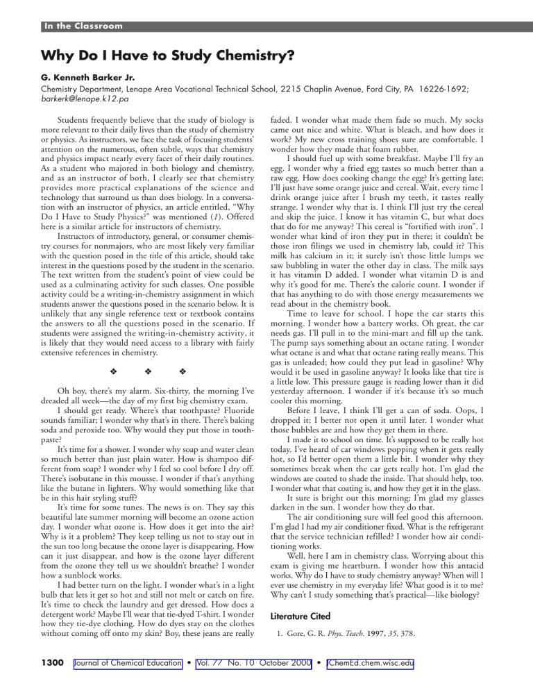 Why Study Chemistry? Real-Life Examples & Activities