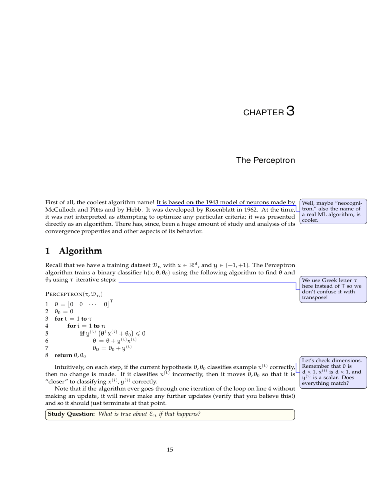 Perceptron Algorithm: Theory and Implementation
