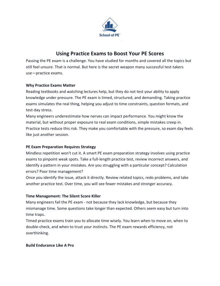 Boost PE Scores: Practice Exam Strategies