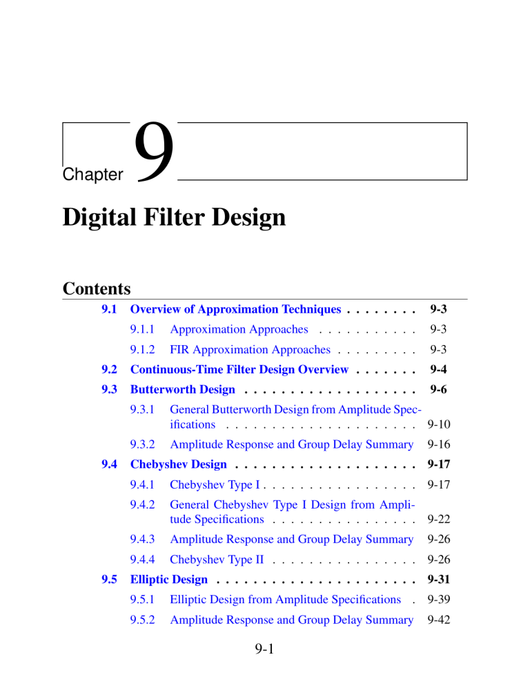 Digital Filter Design: Butterworth, Chebyshev, Elliptic Filters