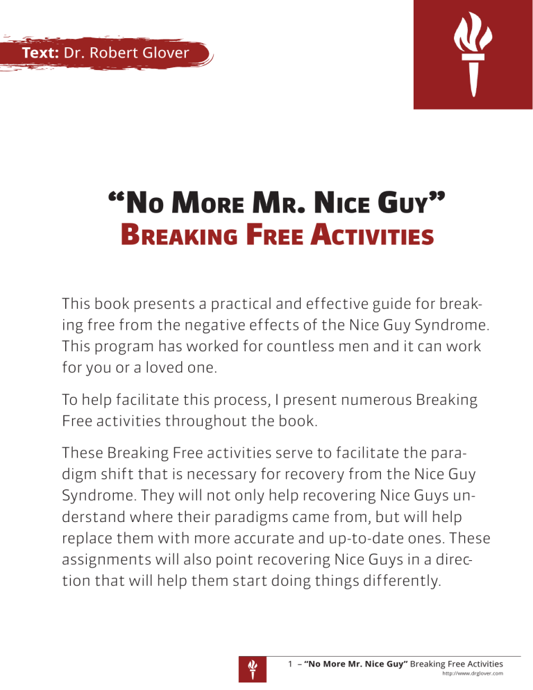 No More Mr. Nice Guy: Breaking Free Activities for Self-Improvement
