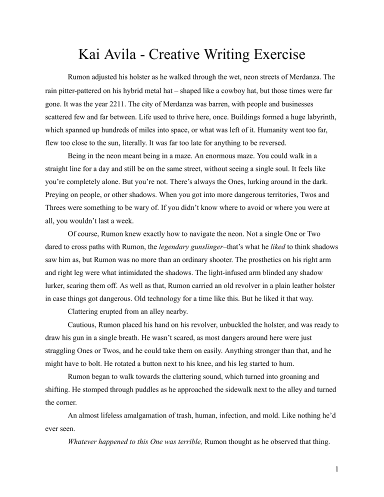 Creative Writing: Dystopian Future Story