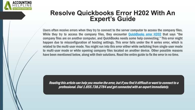 Fix QuickBooks Error H202: Expert Guide & Solutions