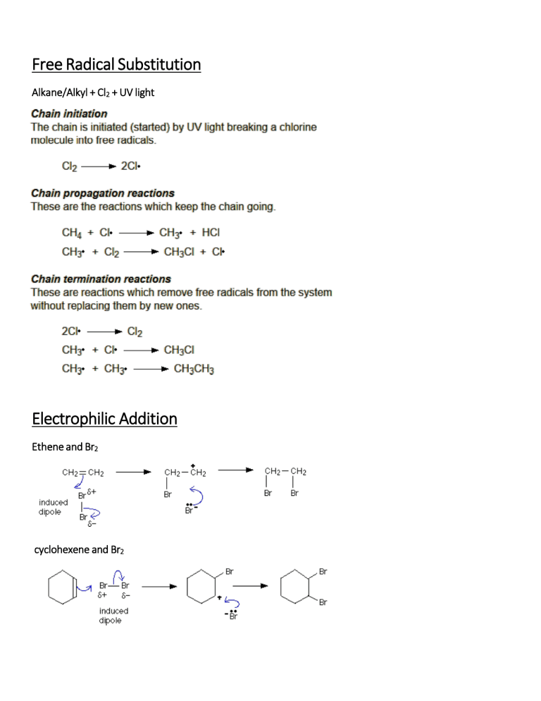 Organic Chemistry Reaction Mechanisms: Free Radical, Electrophilic ...