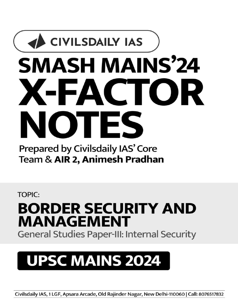 Border Security & Management UPSC Mains Notes