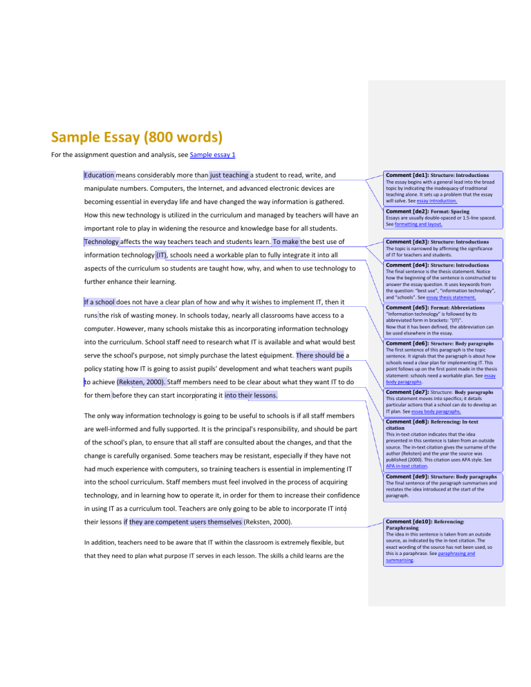 Sample Essay: IT in Education, Academic Writing & APA Style Guide