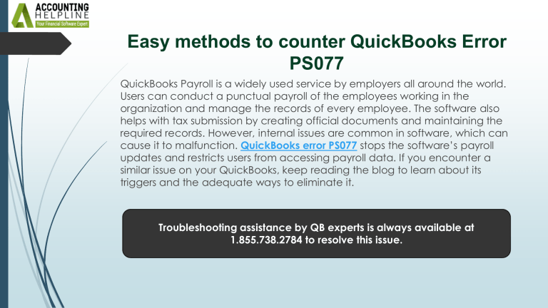 QuickBooks Error PS077: Easy Fixes for Payroll Updates