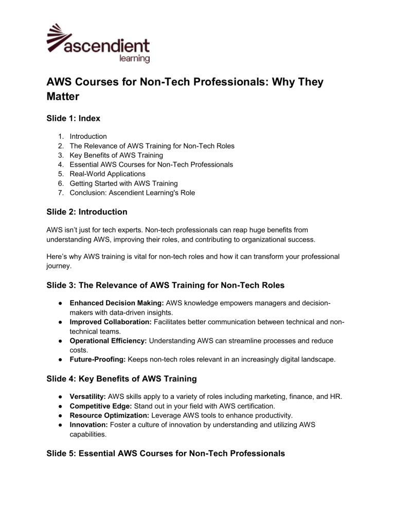 AWS Training for Non-Tech Professionals: Why It Matters