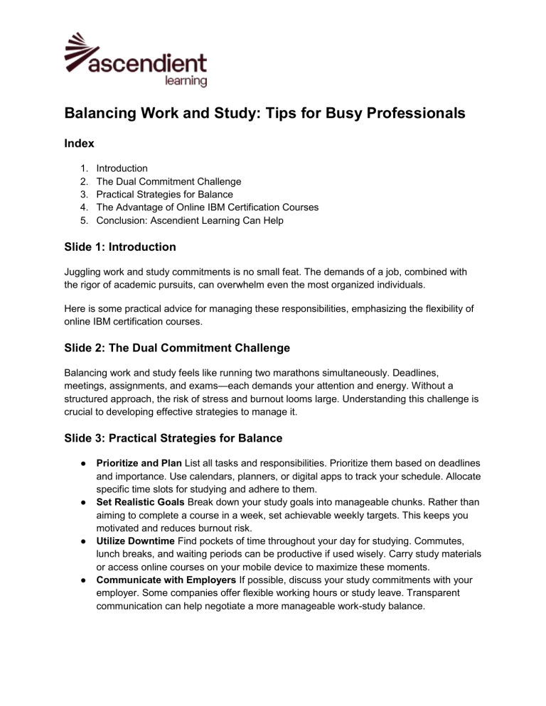 Work-Study Balance: Tips for Busy Professionals