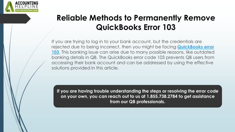 Fix QuickBooks Error 103: Reliable Methods & Solutions