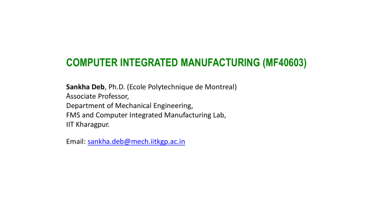 Computer Integrated Manufacturing Presentation