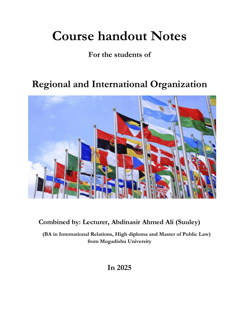 International Organizations: Course Handout Notes