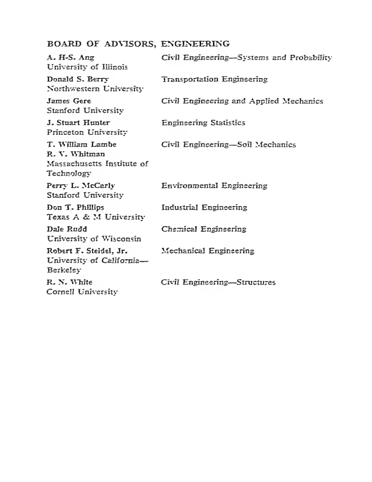 Chemical Engineering Thermodynamics: Board of Advisors