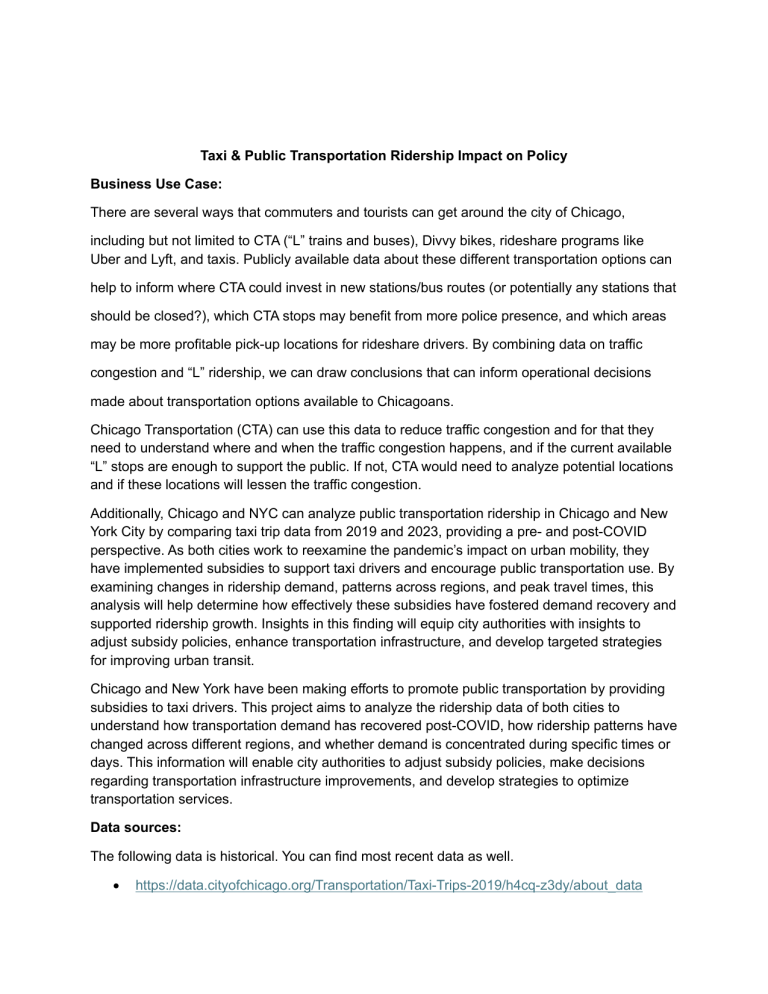 Taxi & Public Transport Ridership: Policy Impact Analysis